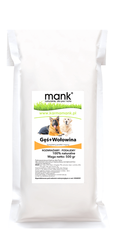 Karma Mank - mank® GĘŚ+WOŁOWINA 500 g - Karma Mank